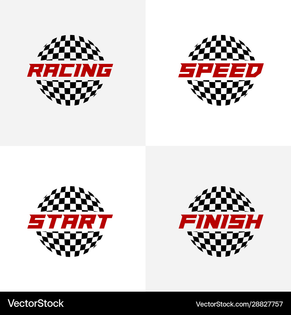 Set race flag logo icon racing concept Royalty Free Vector