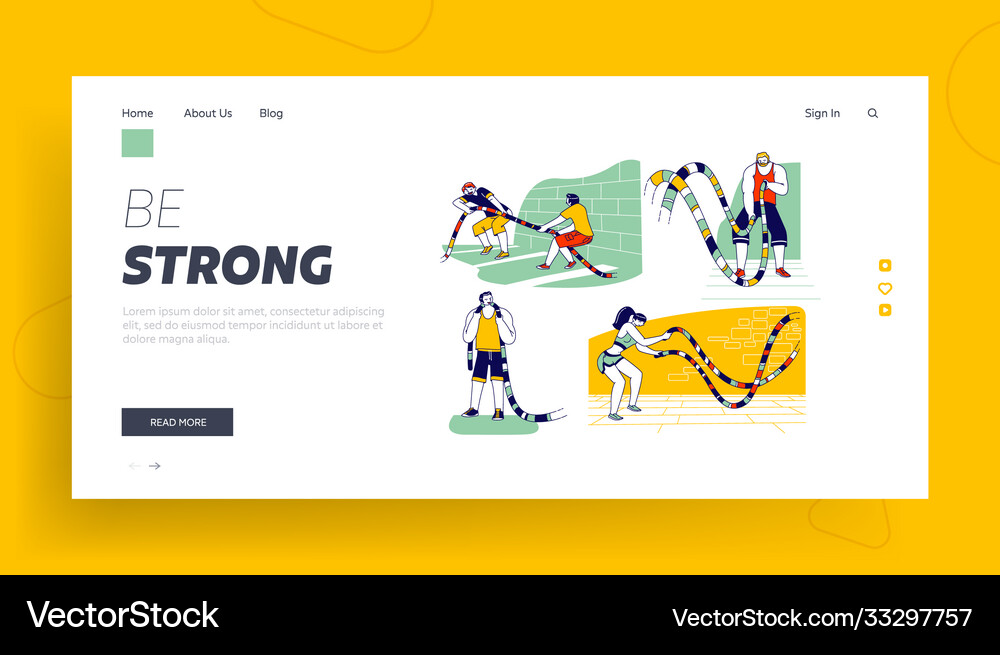 Sports characters battle rope doing functional Vector Image