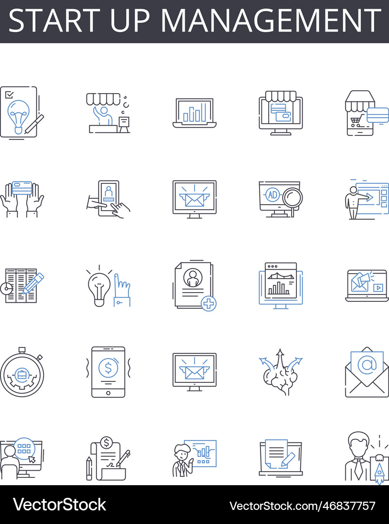 Start up management line icons collection Vector Image