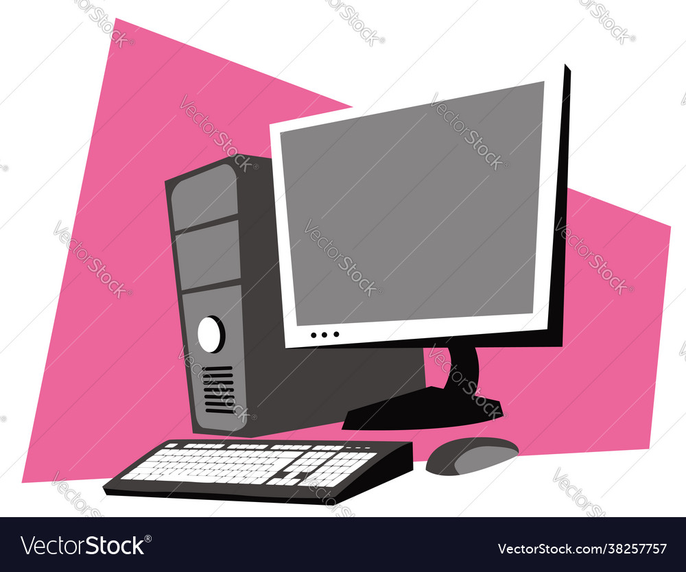 Stylized drawing a work computer Royalty Free Vector Image