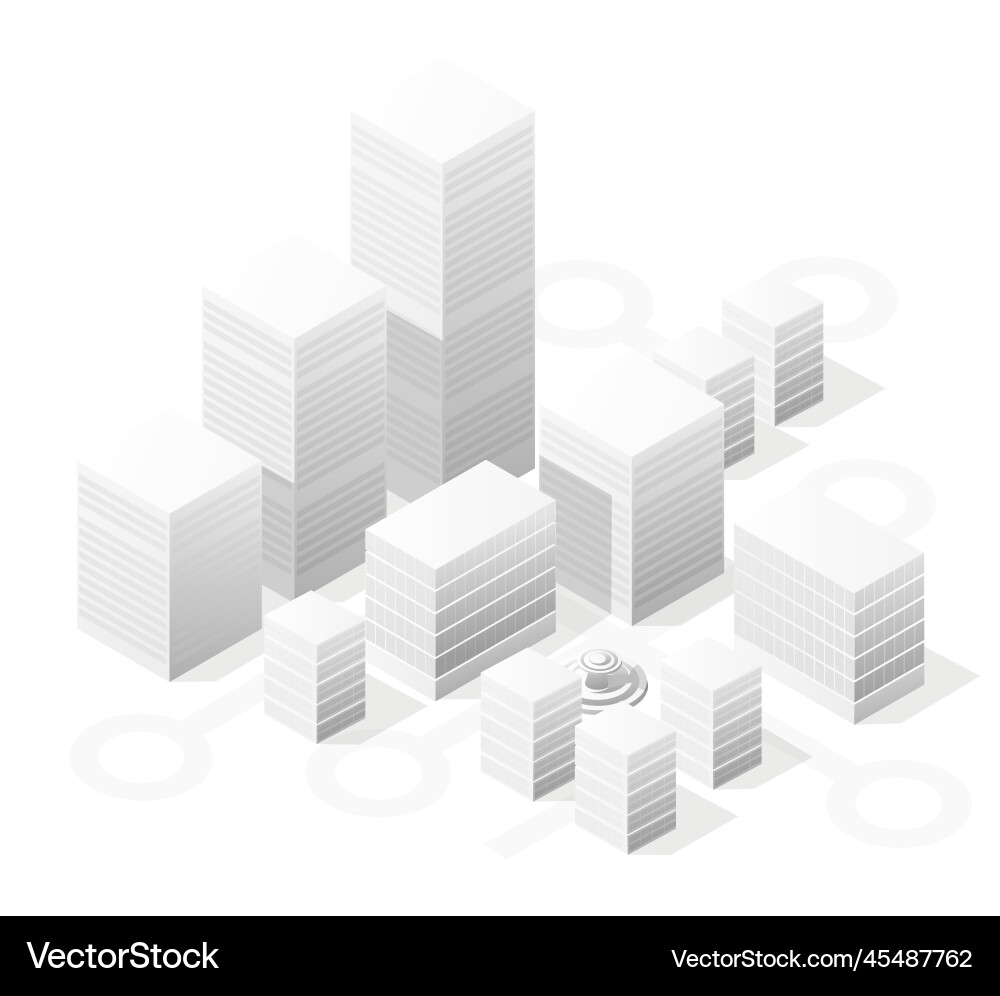 A isometric of white city Royalty Free Vector Image