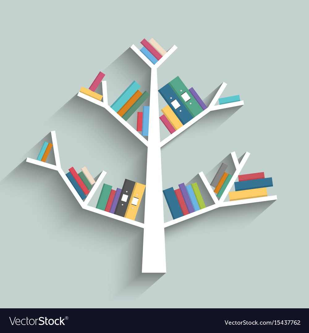 Bookshelf in form tree with colorful books Vector Image