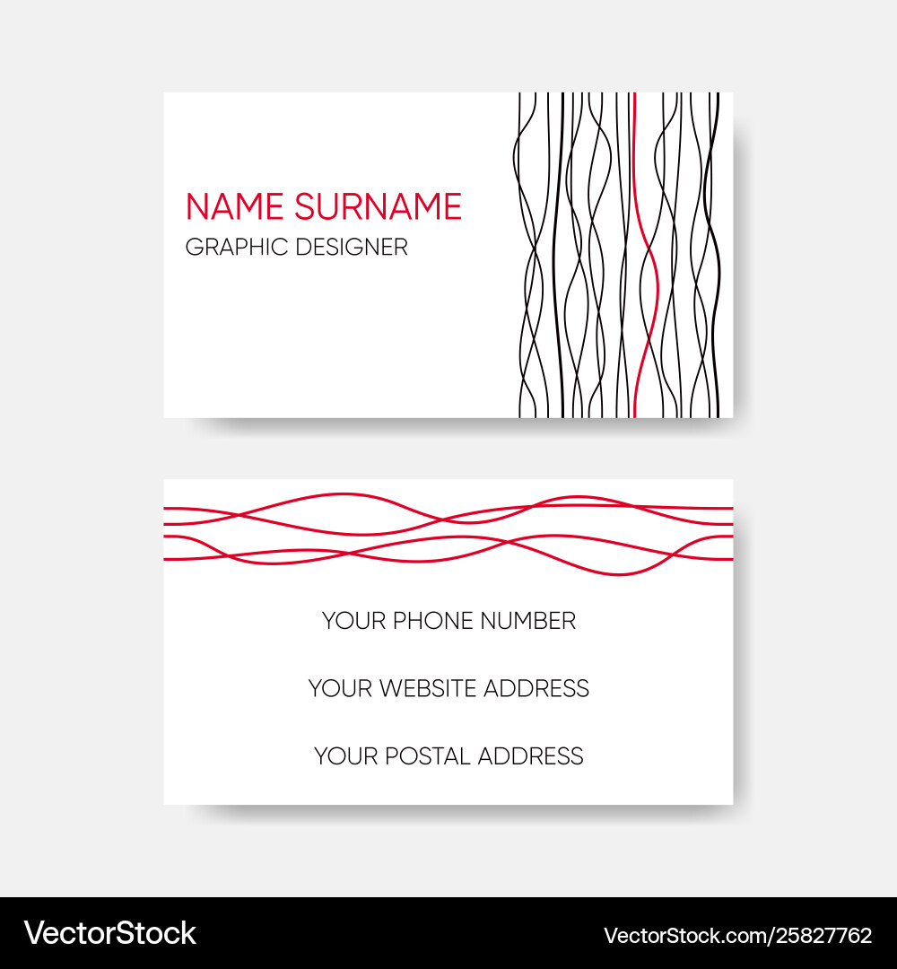 Business card abstract wavy line design Royalty Free Vector