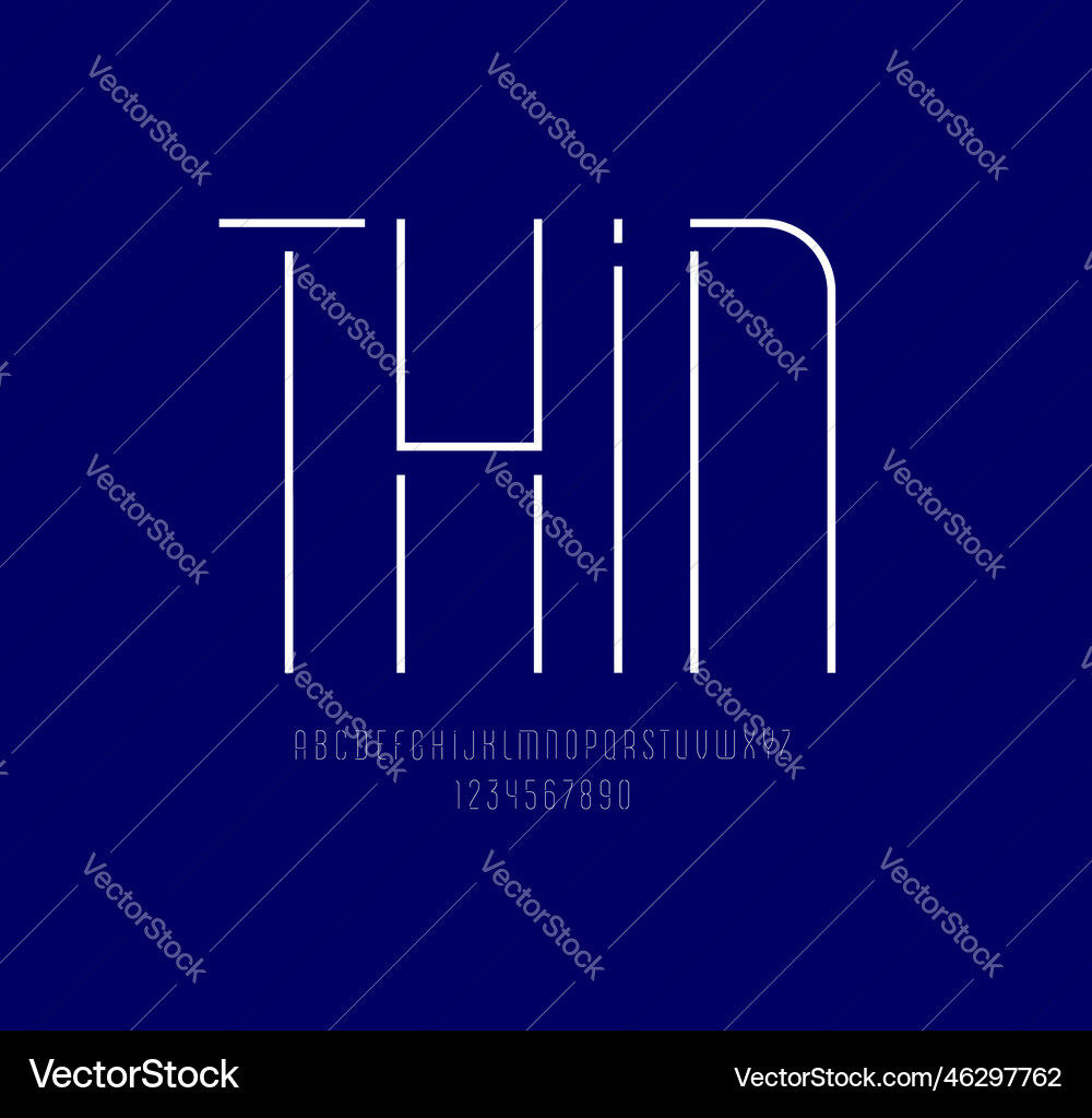 Font from ultra thin line stencil narrow alphabet Vector Image