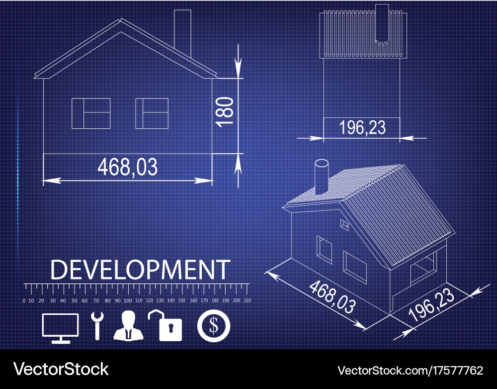 House drawing on a blue background Royalty Free Vector Image