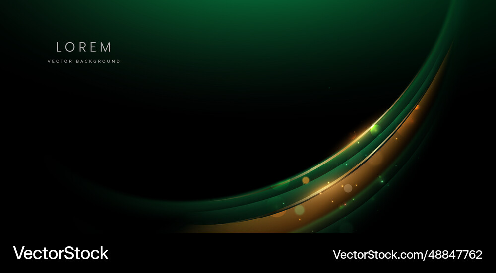 Luxury dark green background with curved glowing Vector Image