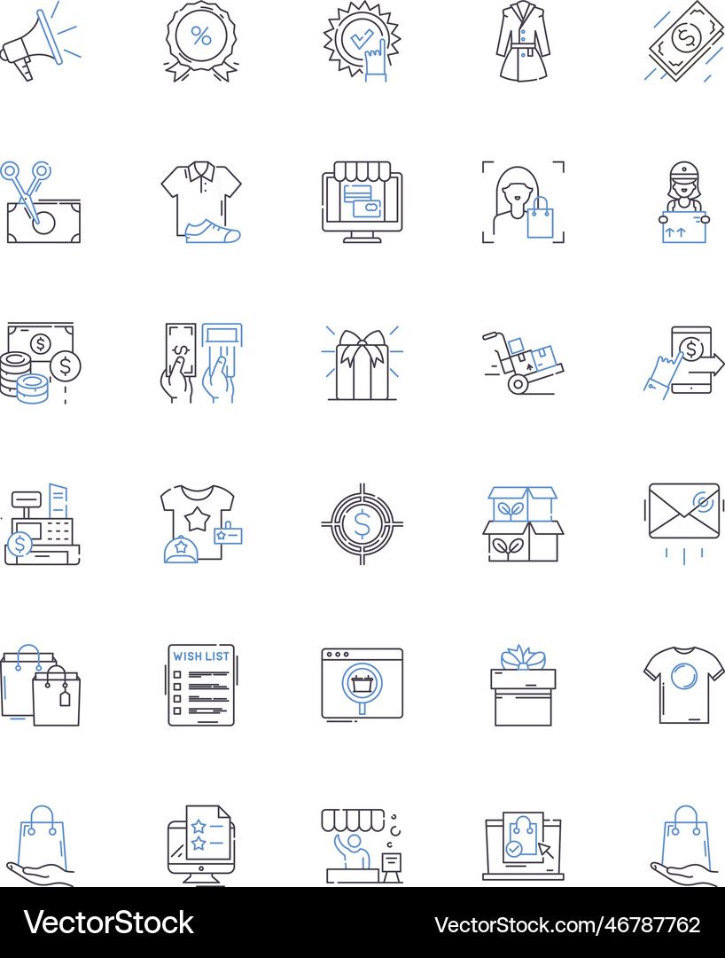 Market technology line icons collection Royalty Free Vector