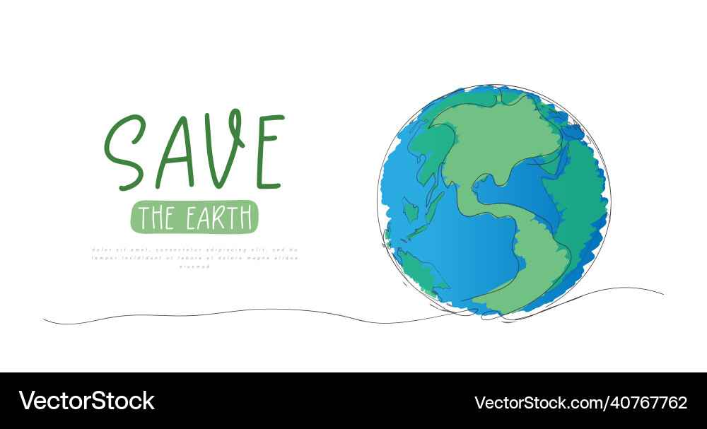 One continuous line drawing of green earth globe Vector Image
