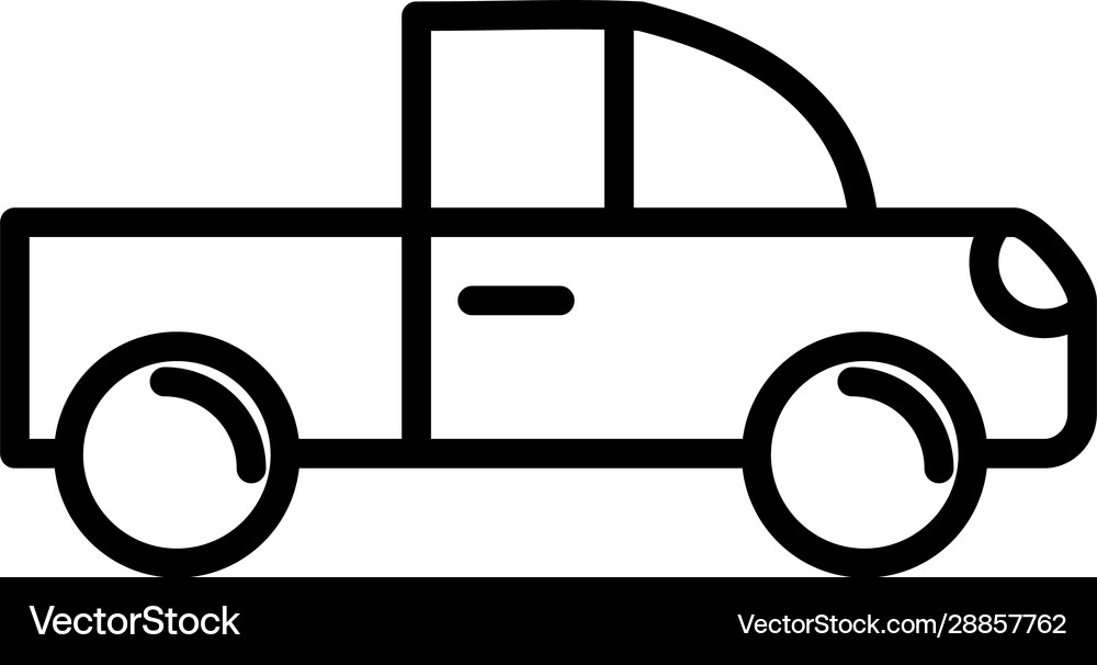 Pickup truck transport linear design Royalty Free Vector