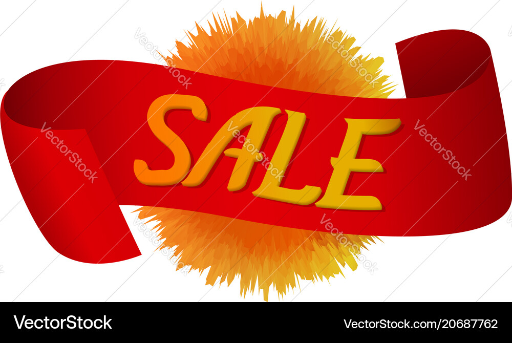 Red ribbon with label sale Royalty Free Vector Image