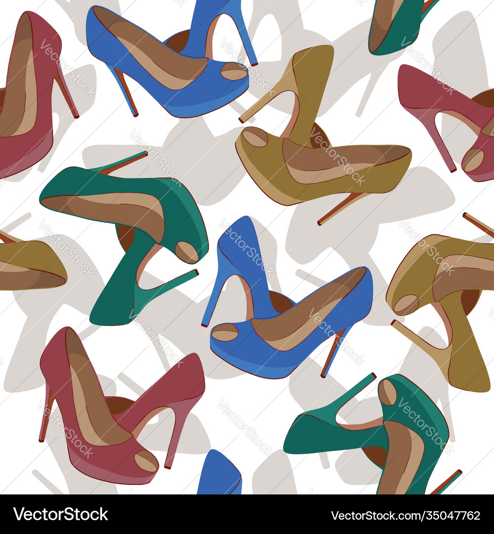 Seamless pattern with bright fashion shoes Vector Image
