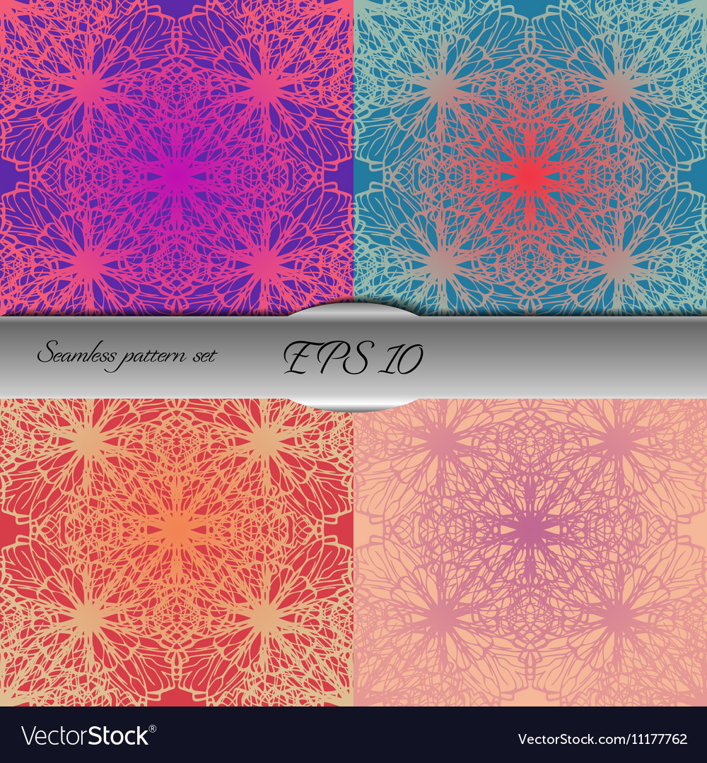Set of elegant seamless patterns with floral Vector Image