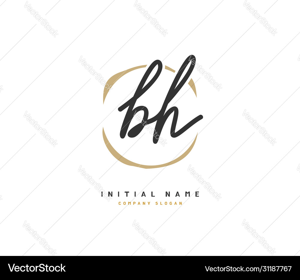 B h bh beauty initial logo handwriting logo Vector Image