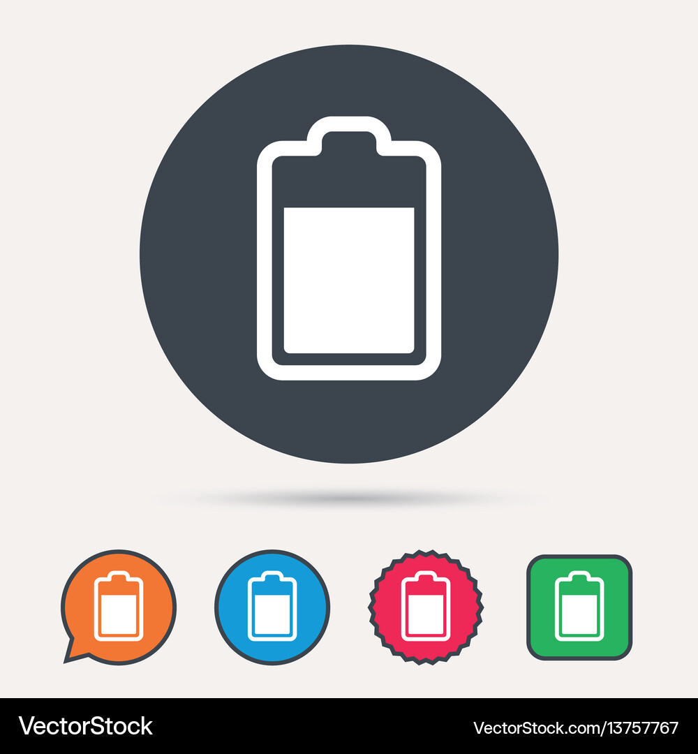 Battery power icon charging accumulator sign Vector Image