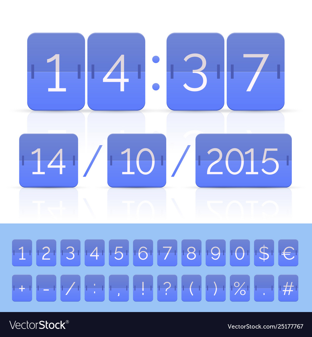 Blue Countdown Timer And Scoreboard Numbers Vector Image