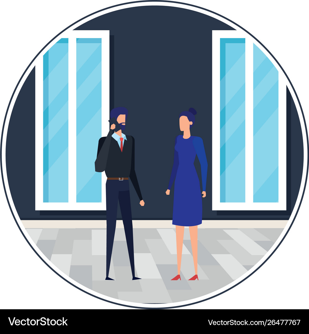 Business couple in workplace characters Royalty Free Vector
