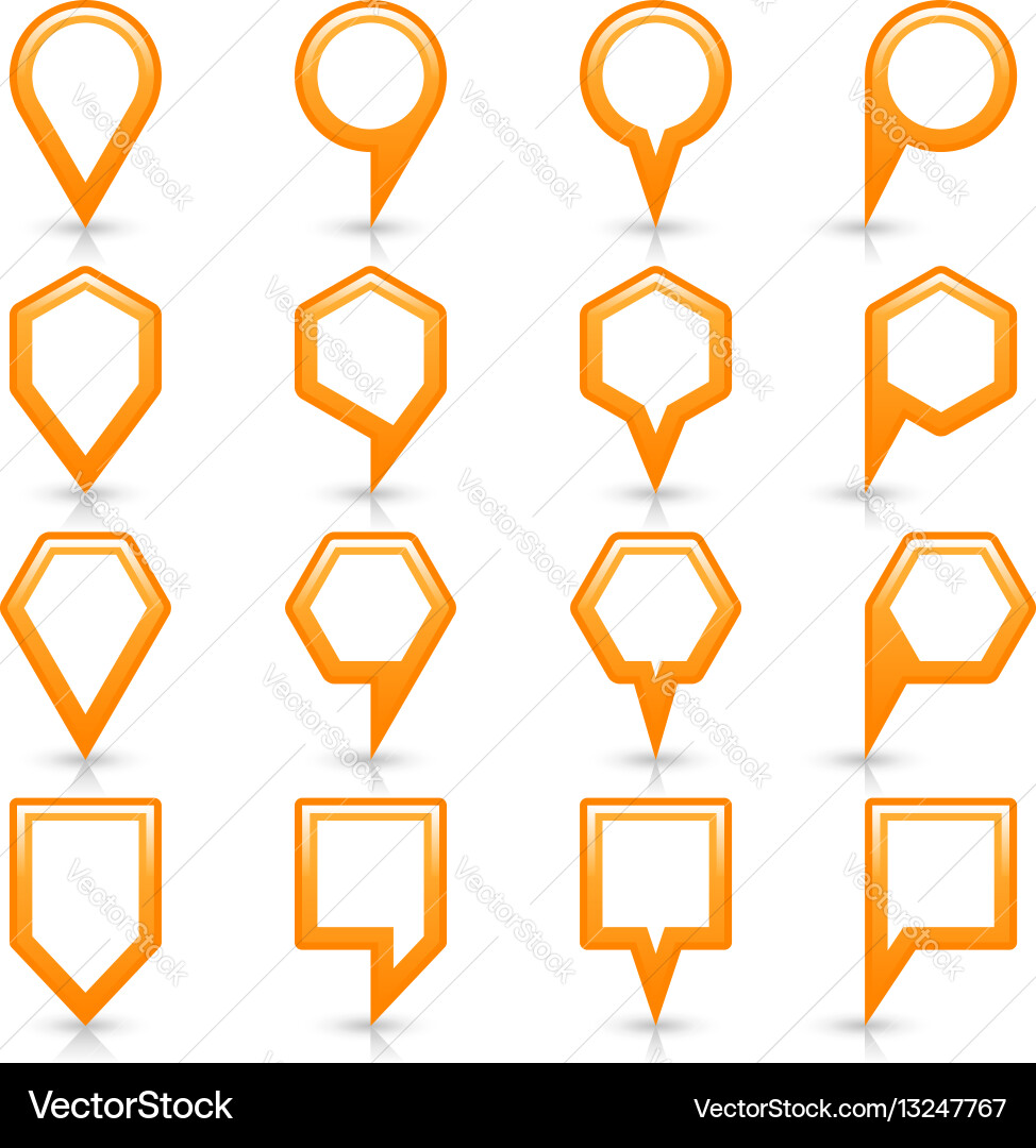 Flat orange color map pin sign location icon Vector Image