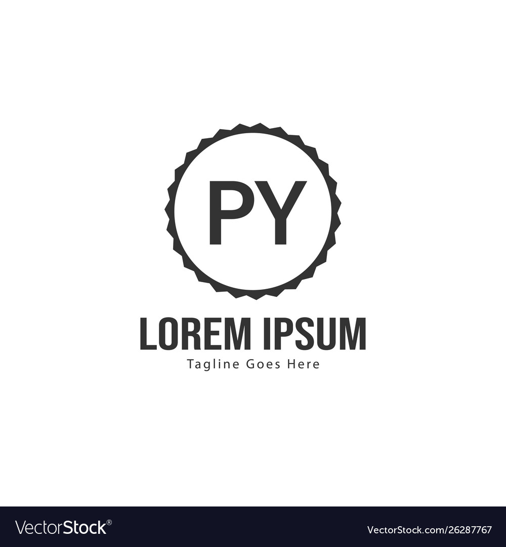Initial py logo template with modern frame Vector Image