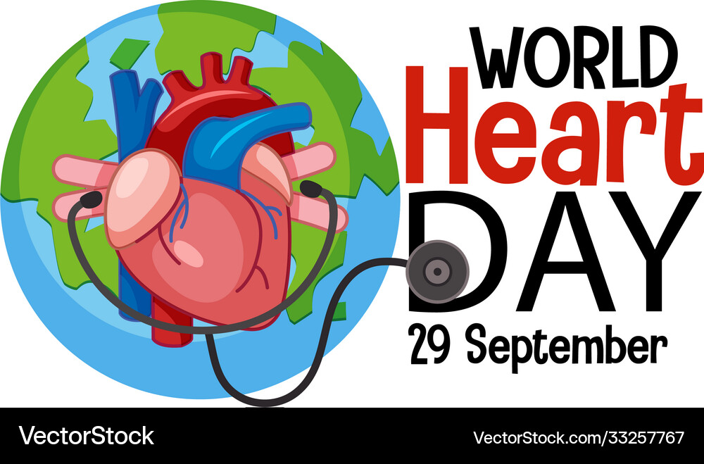 Isolated world heart day logo Royalty Free Vector Image