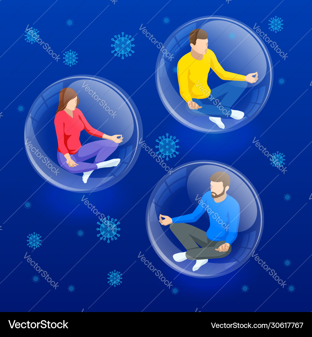 Isometric corona virus self-quarantine concept Vector Image
