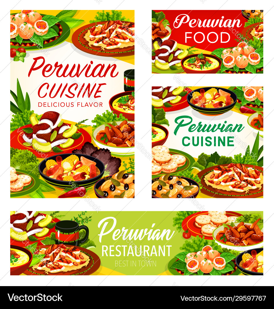 Peruvian meat dishes with fish ceviche and veggies