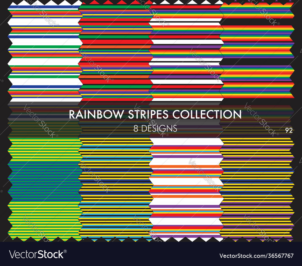 Rainbow stripe seamless pattern collection Vector Image