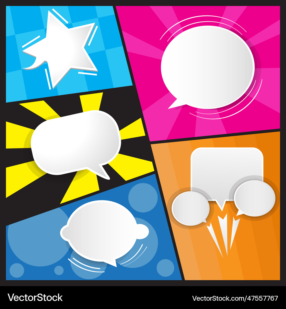 Set of cartoon white paper speech bubbles Vector Image