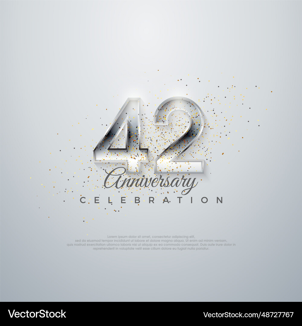 Silver elegant number 42nd on a glossy white Vector Image