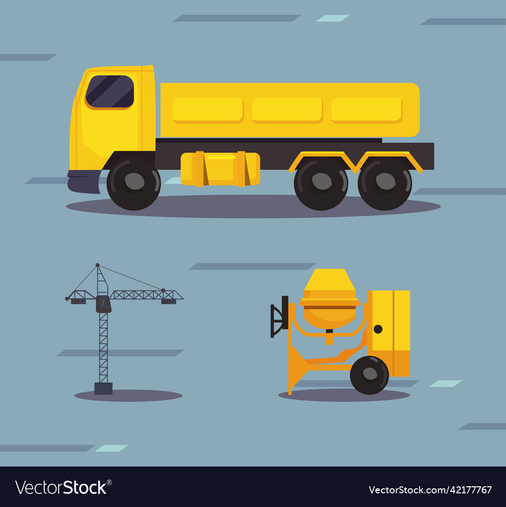 Three flat construction items Royalty Free Vector Image