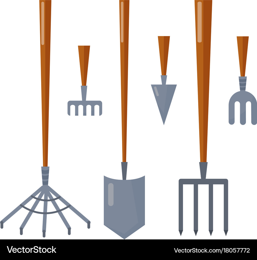 Agriculture farming tools garden equipment flat Vector Image