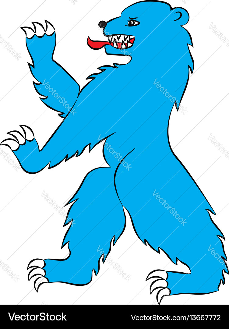 Bear blue rampant Royalty Free Vector Image - VectorStock