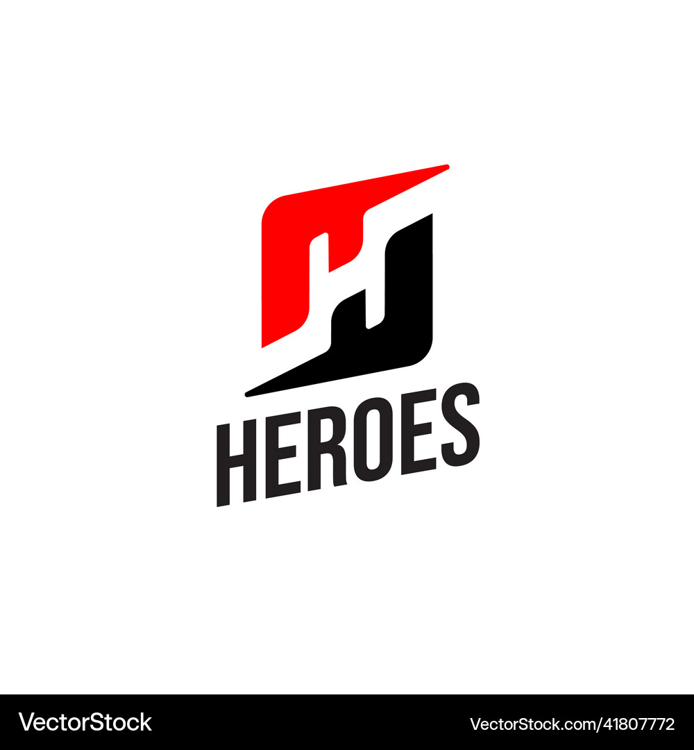 Black and red letter h heroes logo Royalty Free Vector Image