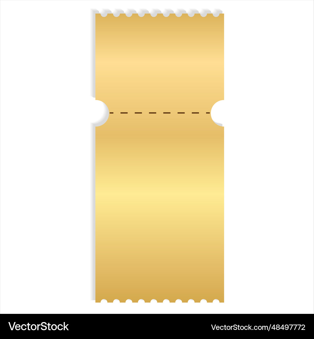 Blank golden coupon or ticket sticker Royalty Free Vector