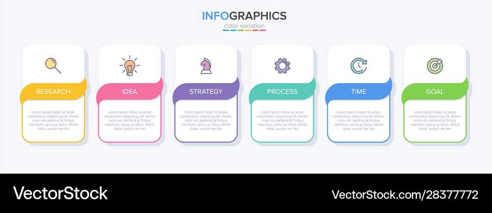 Concept arrow business model with 6 successive Vector Image