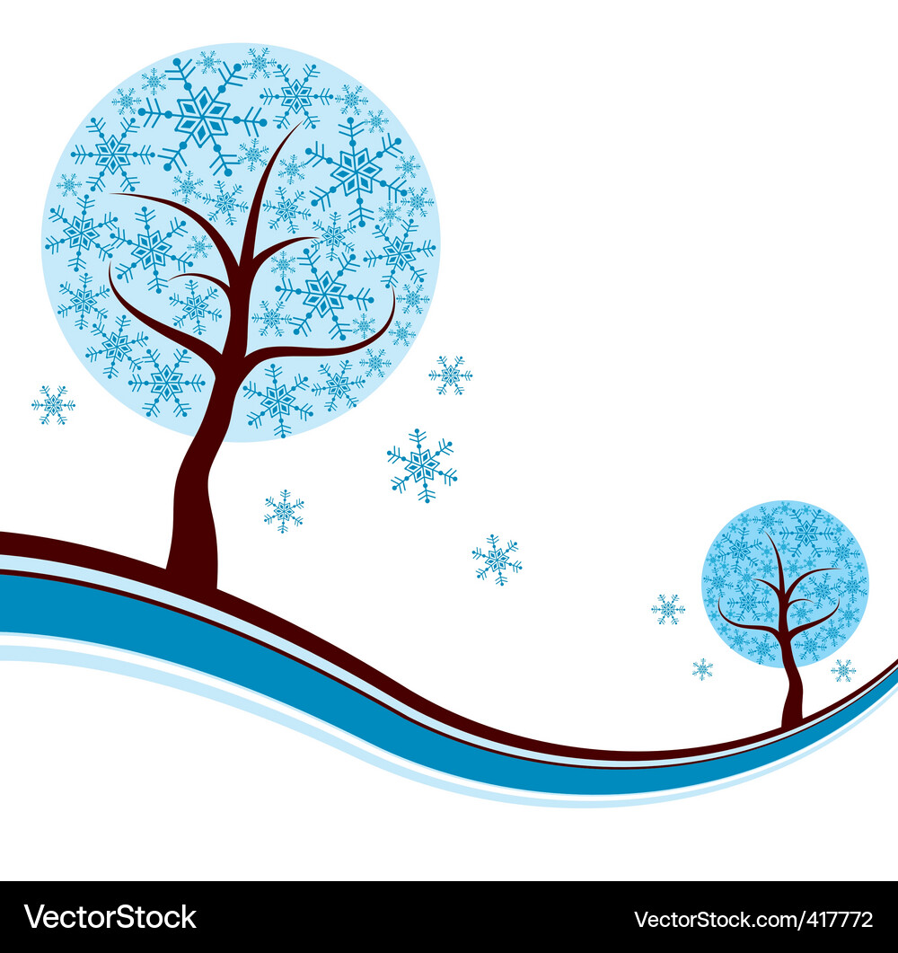 Decorative winter tree background vector Vector Image