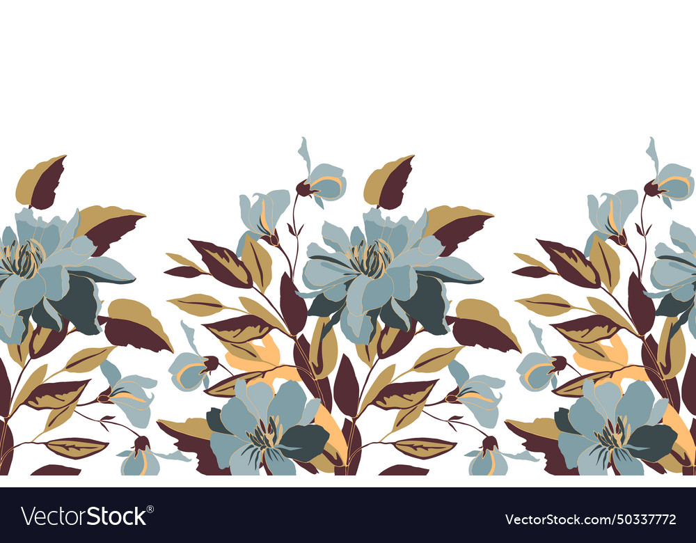 Floral seamless pattern border Royalty Free Vector Image
