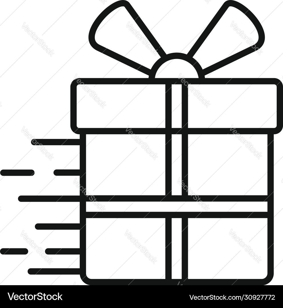 Free gift delivery icon outline style Royalty Free Vector