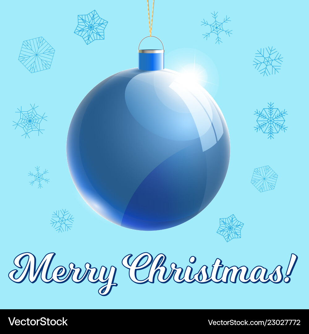 Merry christmas glass ball 3d with text Royalty Free Vector