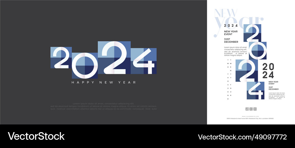 Modern happy new year 2024 design with bright Vector Image