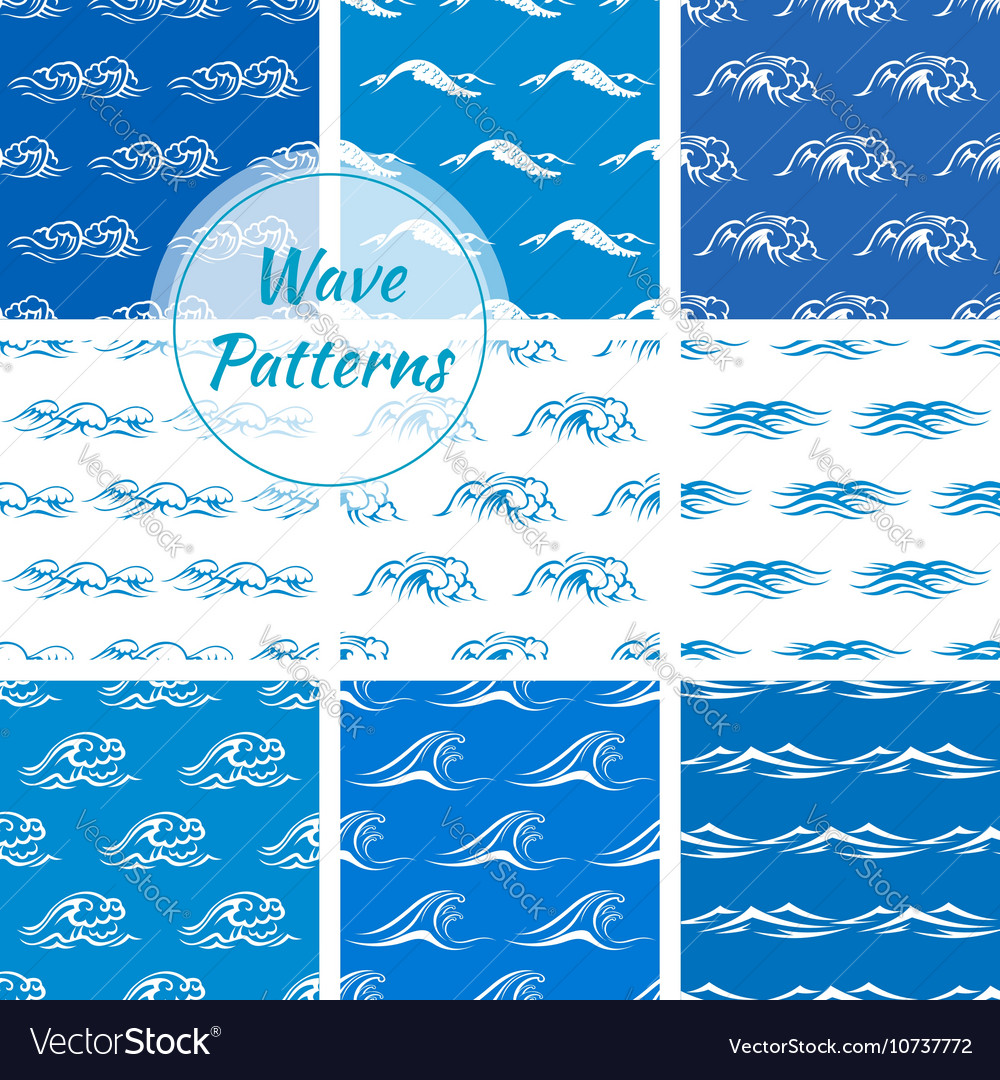 Ocean waves seamless pattern backgrounds Vector Image