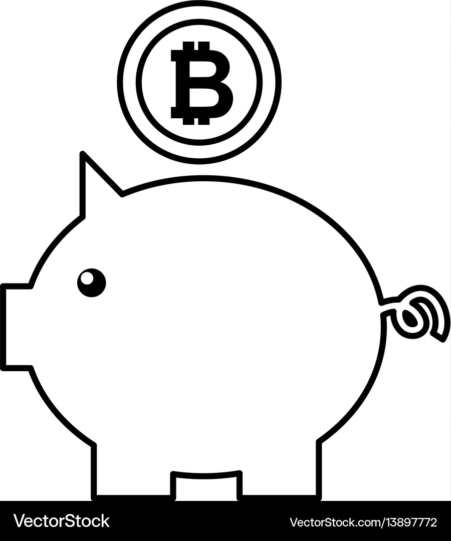Piggy savings with bitcoin Royalty Free Vector Image