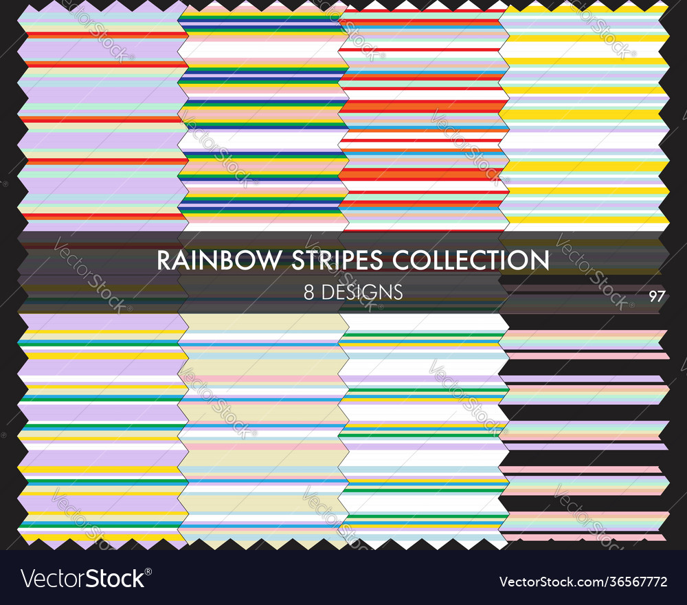 Rainbow striped seamless pattern collection Vector Image