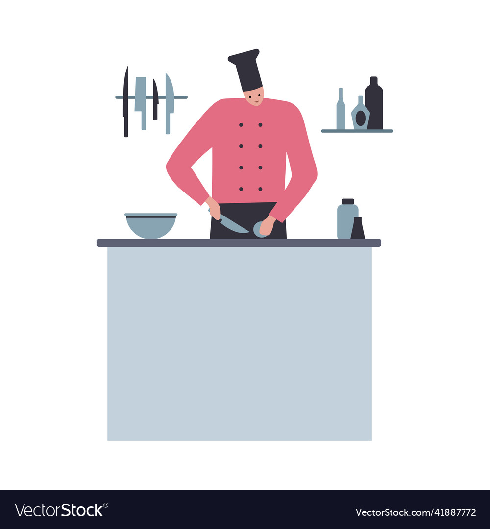Restaurant cook flat composition Royalty Free Vector Image
