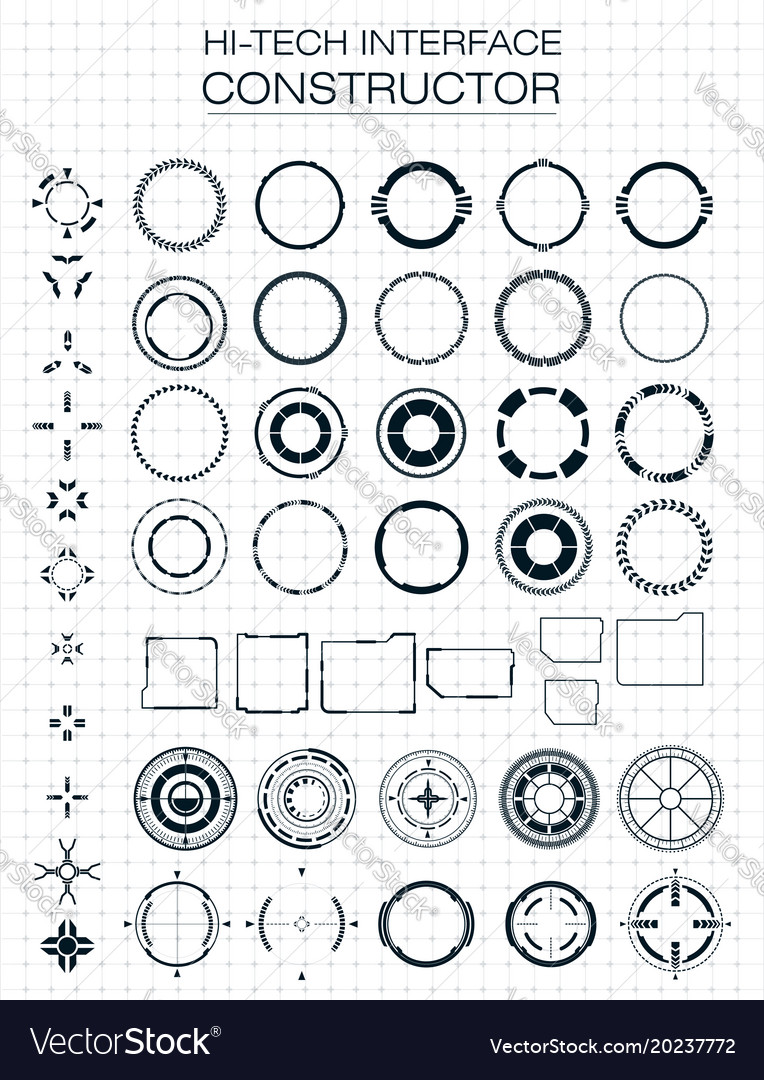 Set hi-tech interface elements on light Royalty Free Vector