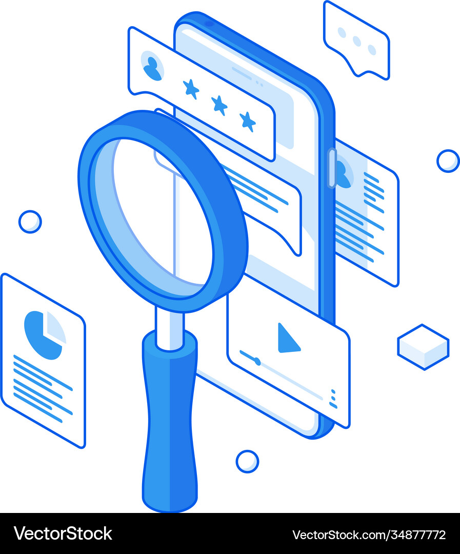 Social web profile ranking analysis isometric Vector Image