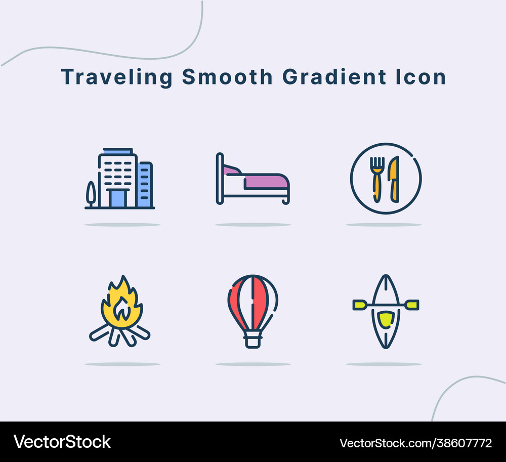 Traveling icon icons set collection pack package Vector Image
