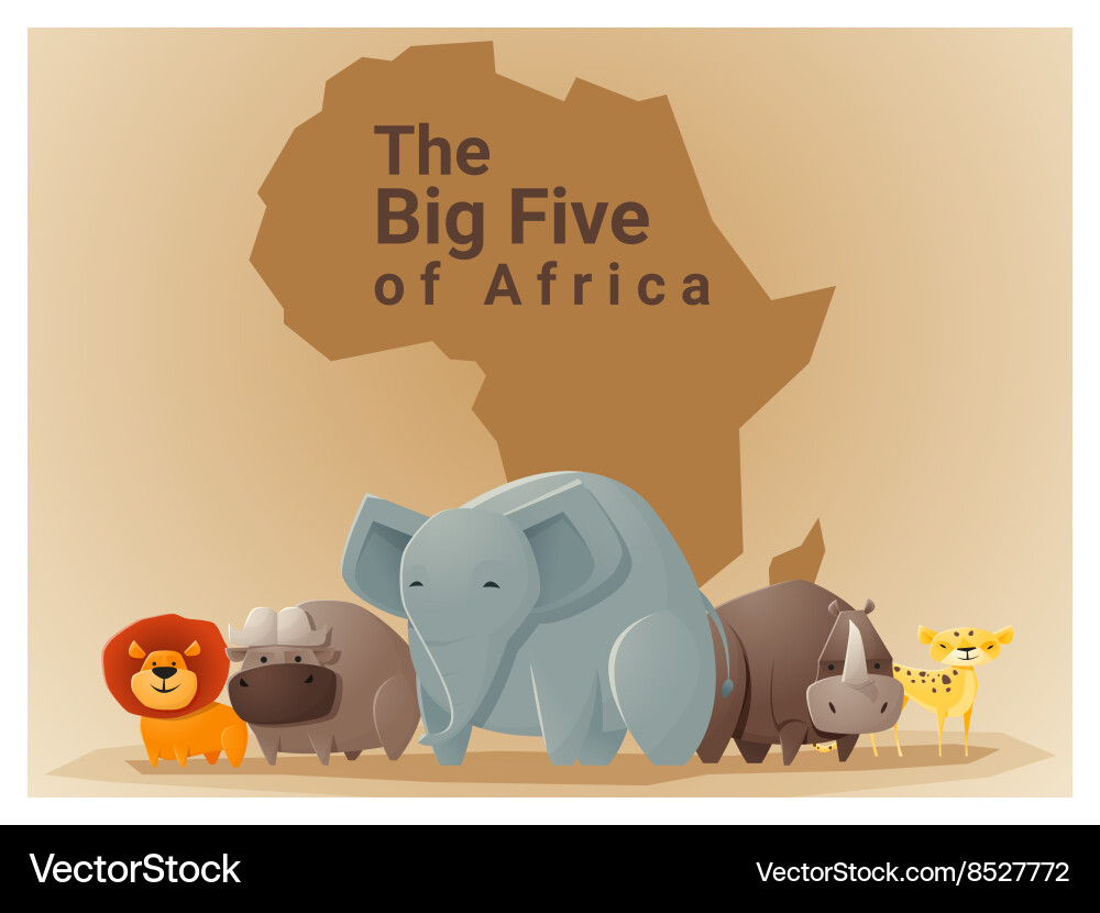 Wild african animal background big five 1 Vector Image