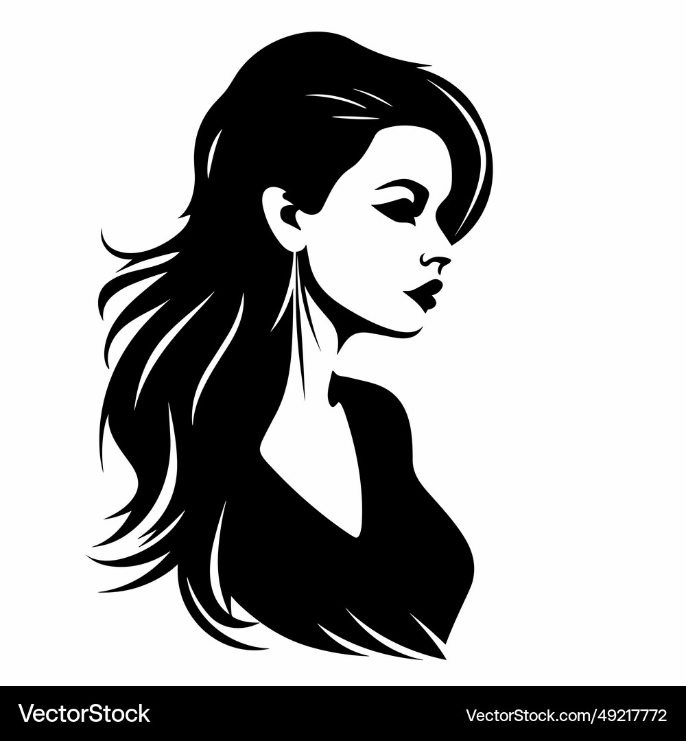 Woman head black icon on white background Vector Image