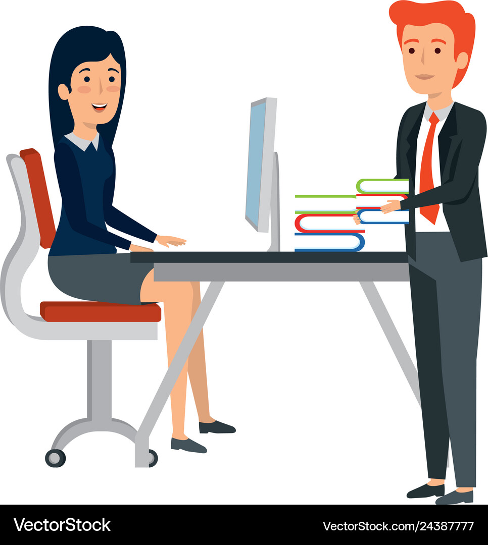 Business couple in the workplace Royalty Free Vector Image