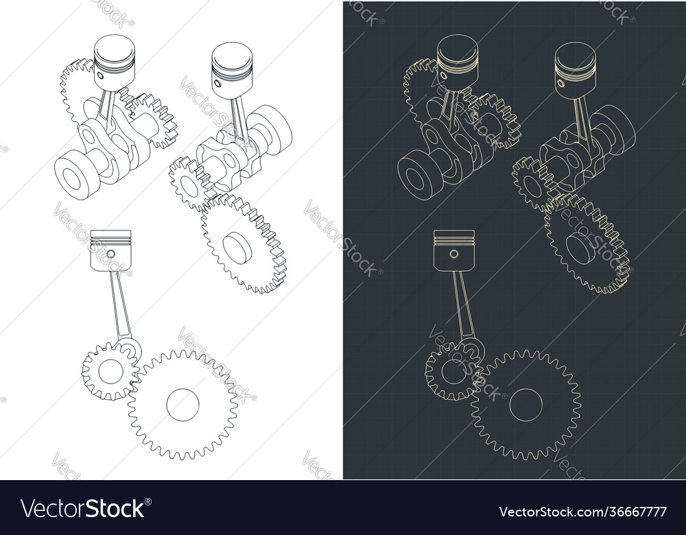 Piston and crank mechanism drawings Royalty Free Vector Piston and crank mechanism drawings Royalty Free Vector